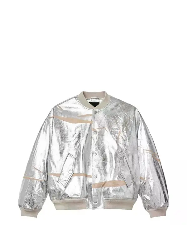 PURPLE BRAND Metallic-effect Leather Bomber Jacket