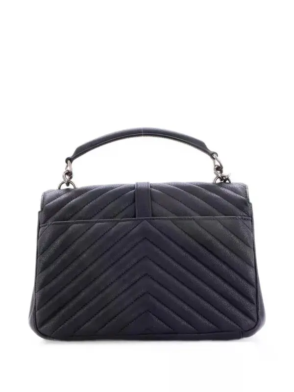 Saint Laurent Classic Monogram College Bag Matelasse Chevron Leather Medium Crossbody Bag - Black