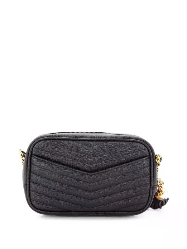Saint Laurent Lou Camera Bag Matelasse Chevron Leather Mini Crossbody Bag - Black