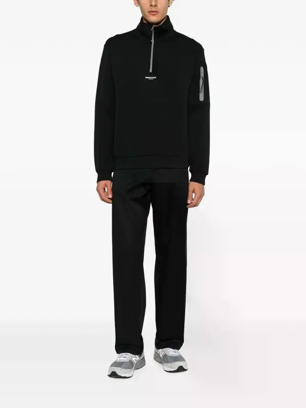 MURPHY&NYE Scrupper Quarter-zip Logo-print Sweatshirt - Black