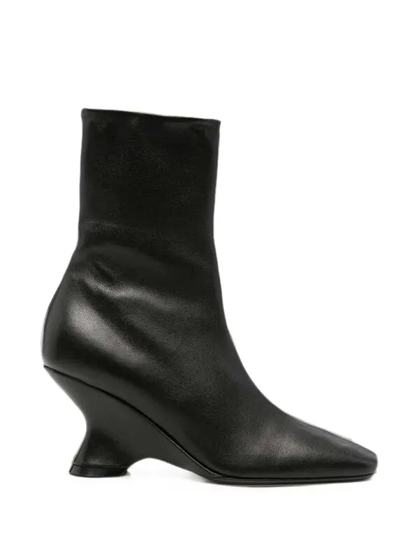 Dries Van Noten Leather Heeled Ankle Boots - Black