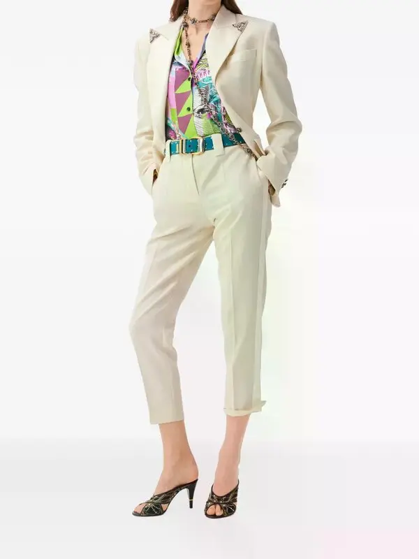 Versace Stretch Wool Trousers - Neutrals
