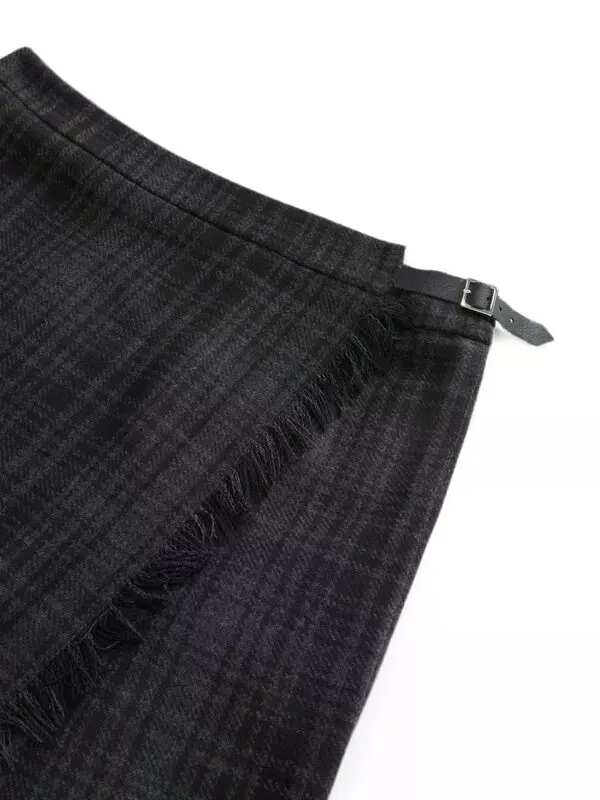Woolrich Checked Frayed-edge Midi Skirt