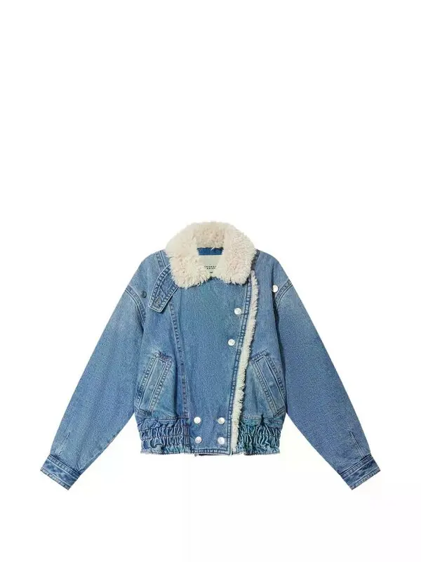 Isabel Marant Étoile Valineo Denim Jacket With Curly Faux-fur Collar - Blue