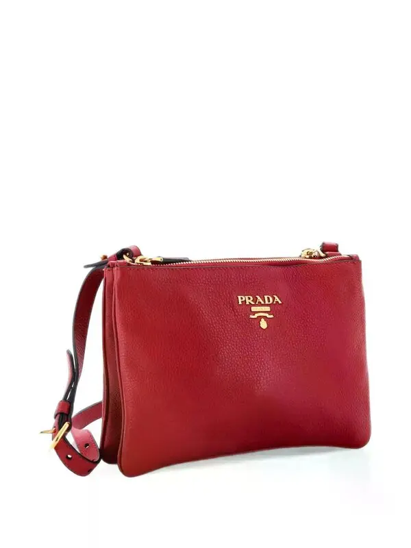 Prada Double Zip Vitello Daino Small Crossbody Bag