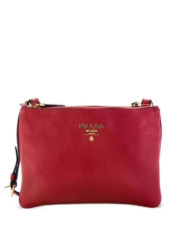 Prada Double Zip Vitello Daino Small Crossbody Bag