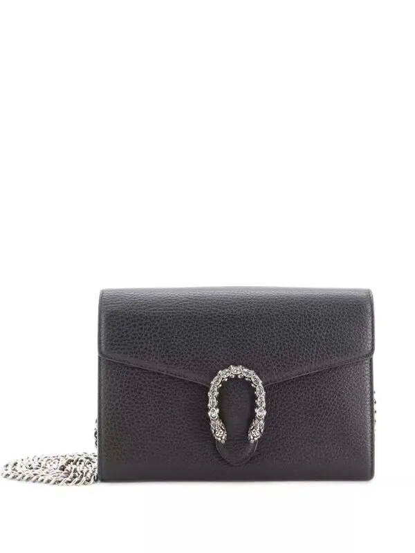 Gucci Dionysus Chain Wallet Leather With Embellished Detail Small Crossbody Bag - Black
