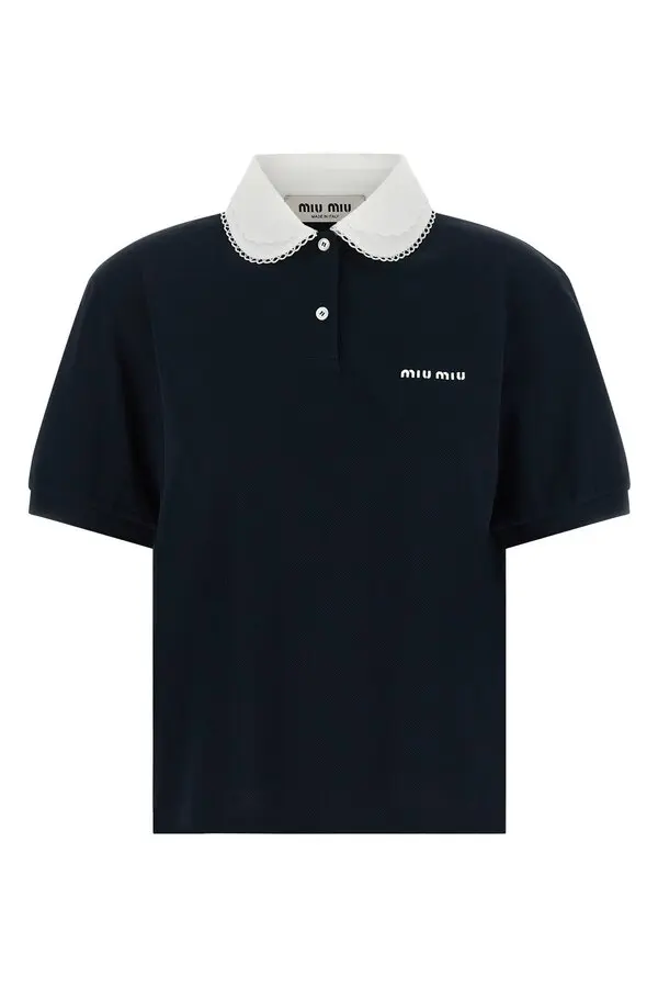 Miu Miu Scalloped Collar Polo Shirt - Blue