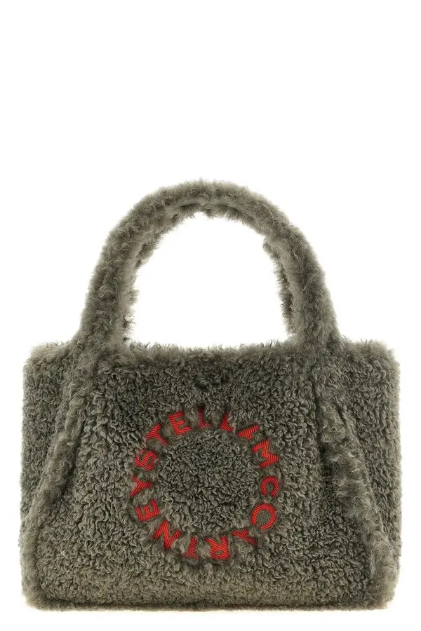 Stella McCartney Shearling Logo Shopping Bag - Gray