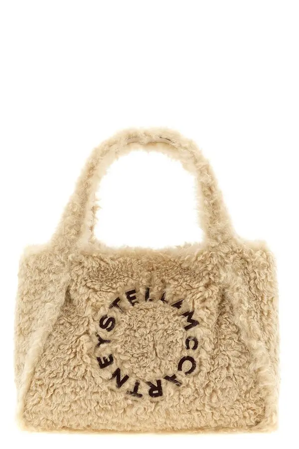 Stella McCartney Shearling Logo Shopping Bag - Beige