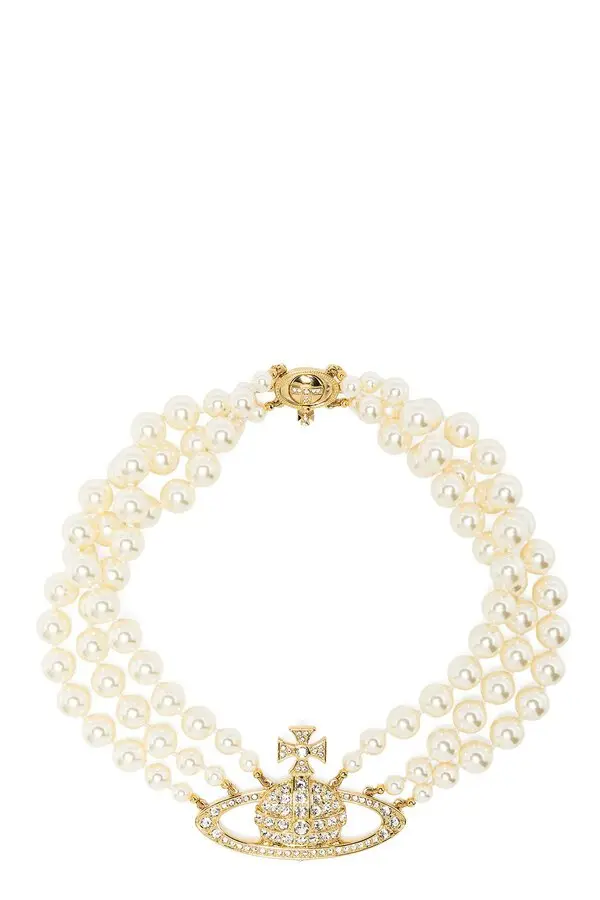 VIVIENNE WESTWOOD Three Row Pearl Bas Relief' Choker