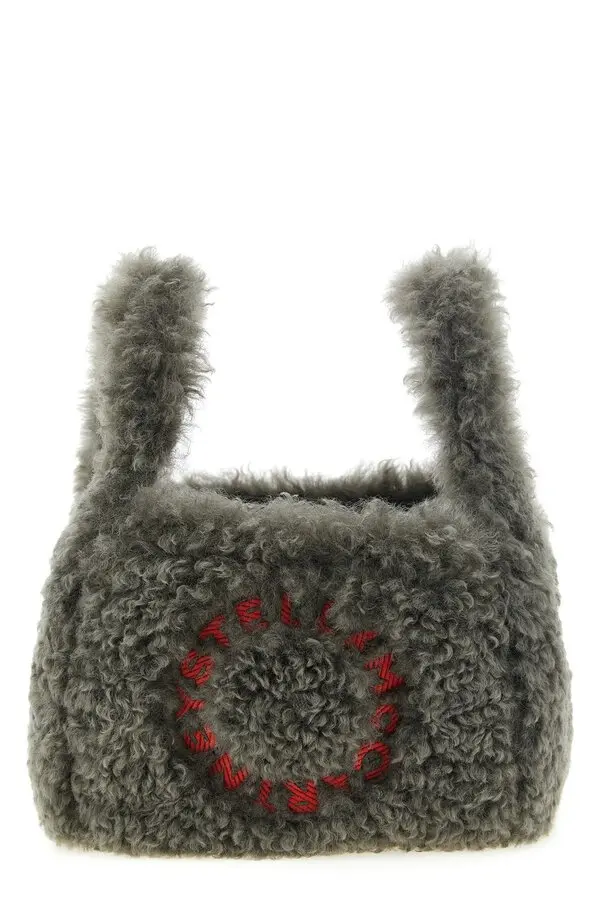 Stella McCartney Shearling Logo Shoulder Bag - Gray