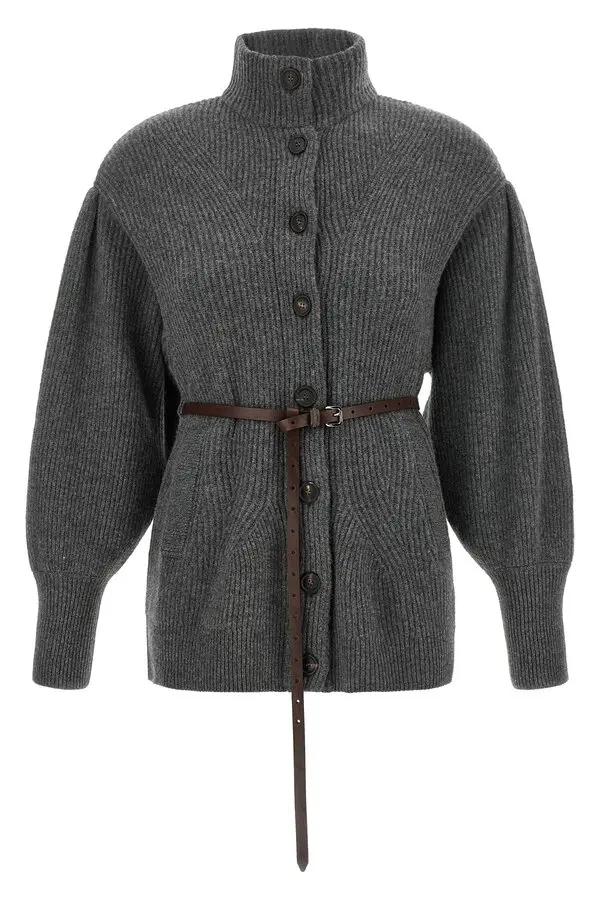 Brunello Cucinelli Belted Cardigan - Gray