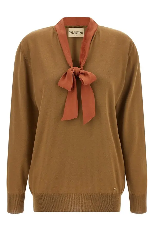 Valentino Garavani Lavallière Collar Sweater - Brown