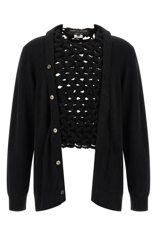 Comme Des Garçons Woven Insert Cardigan