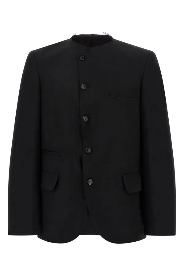 Comme Des Garçons Raw Cut Hem Blazer - Black