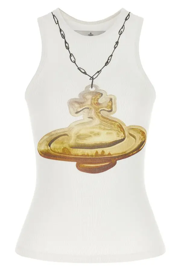 VIVIENNE WESTWOOD Gold Orb 90's' Tank Top - White