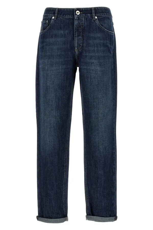 Brunello Cucinelli Logo Embroidery Jeans