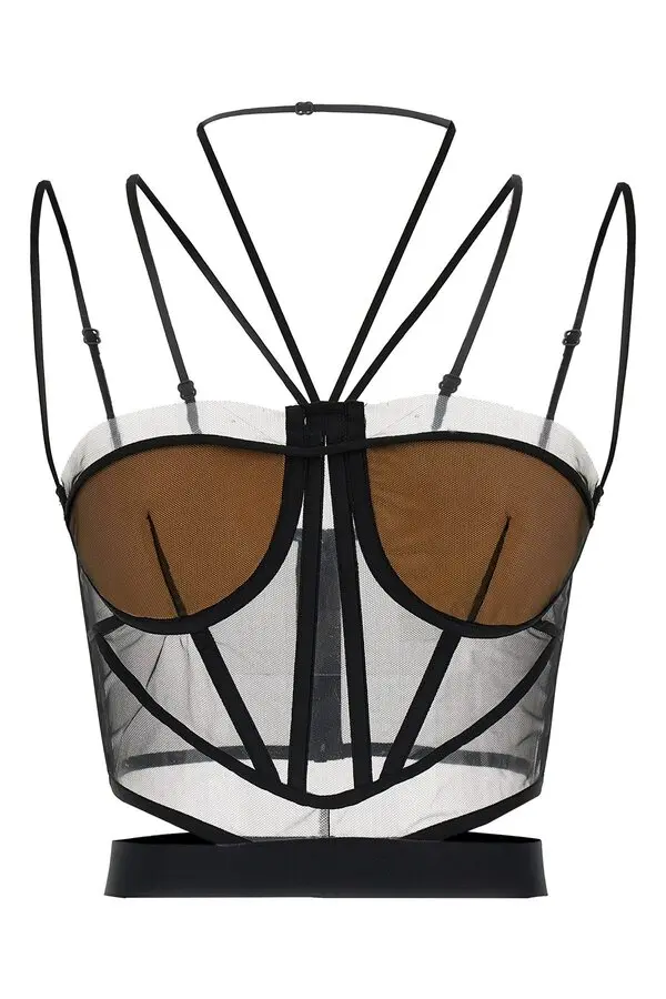 NENSI DOJAKA Sheer Corset' Top - Black