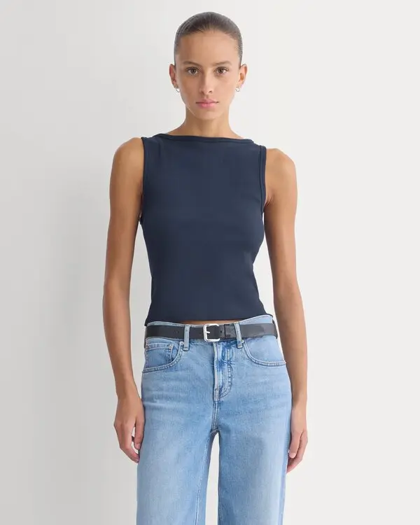 Everlane Effortless Rib Boatneck Tank Top - Navy