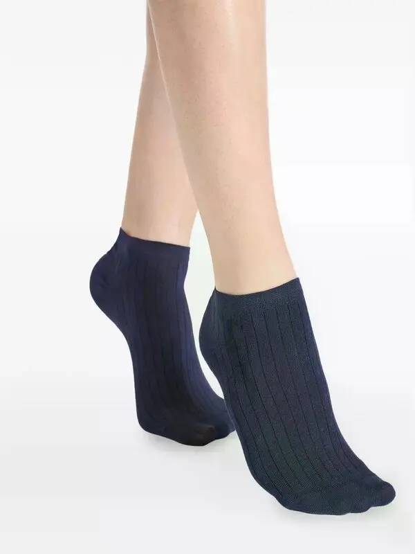 Wolford Ribbed Cotton Socks - Blue