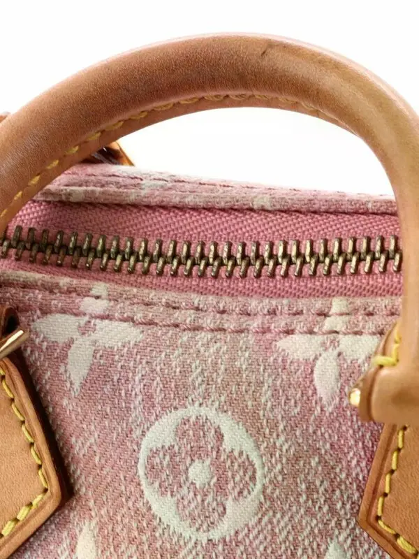 LOUIS VUITTON Speedy Bandouliere Nm Bag Monogram Jacquard Denim Nano Crossbody Bag - Pink