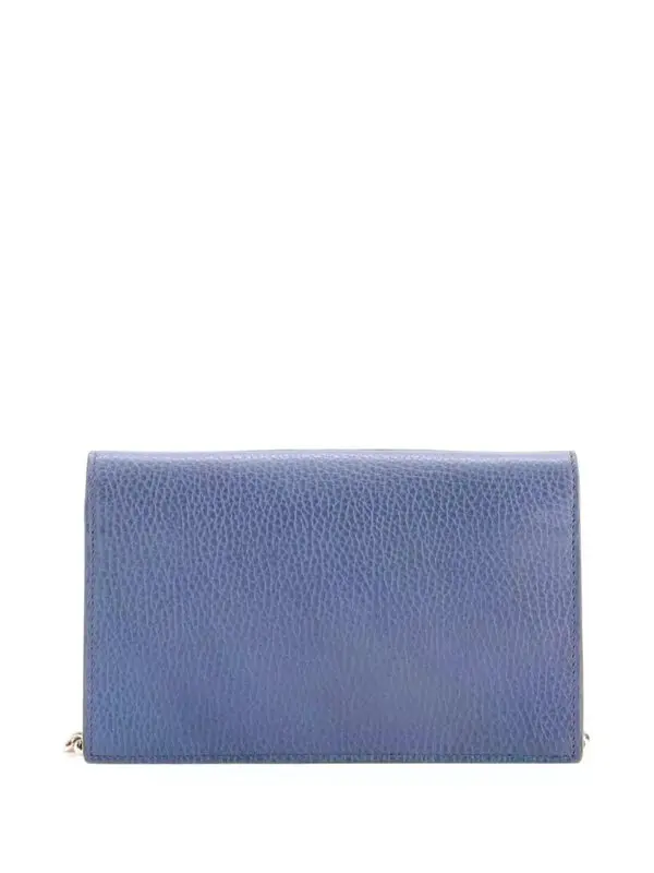 Gucci Interlocking Wallet On Chain Leather Crossbody Bag - Blue