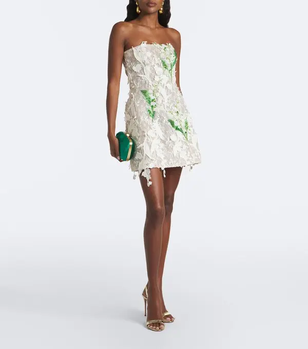 LEO LIN Roselle Embellished Lace Bustier Dress