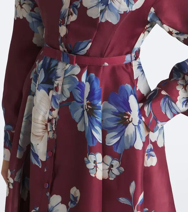LEO LIN Josephine Belted Floral Silk Gown