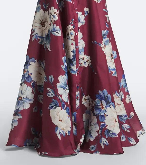 LEO LIN Josephine Belted Floral Silk Gown