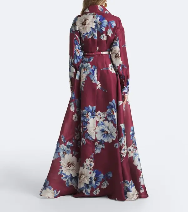 LEO LIN Josephine Belted Floral Silk Gown