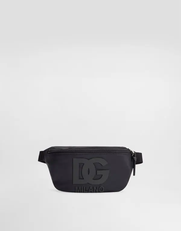 Dolce & Gabbana Nylon Waist Bag With Dg Rubber Patch - Black