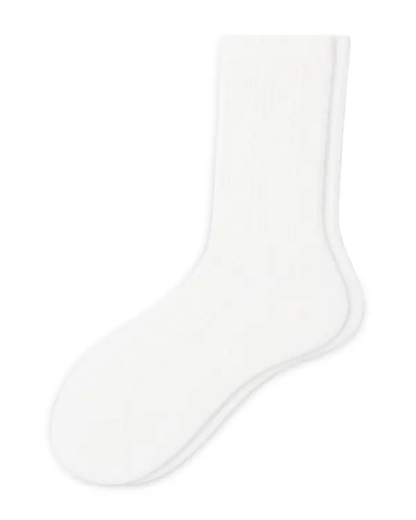 Hue Ribbed Cable Crew Socks - Ivory