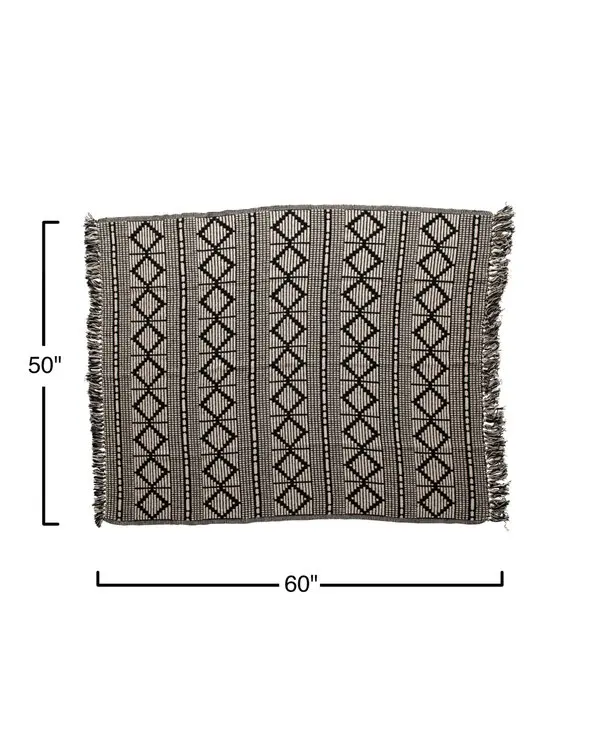 OLIVE GROVE Soft Cotton Blend Throw With Diamond Pattern