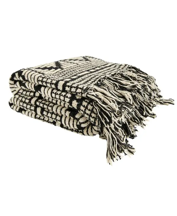 OLIVE GROVE Soft Cotton Blend Throw With Diamond Pattern