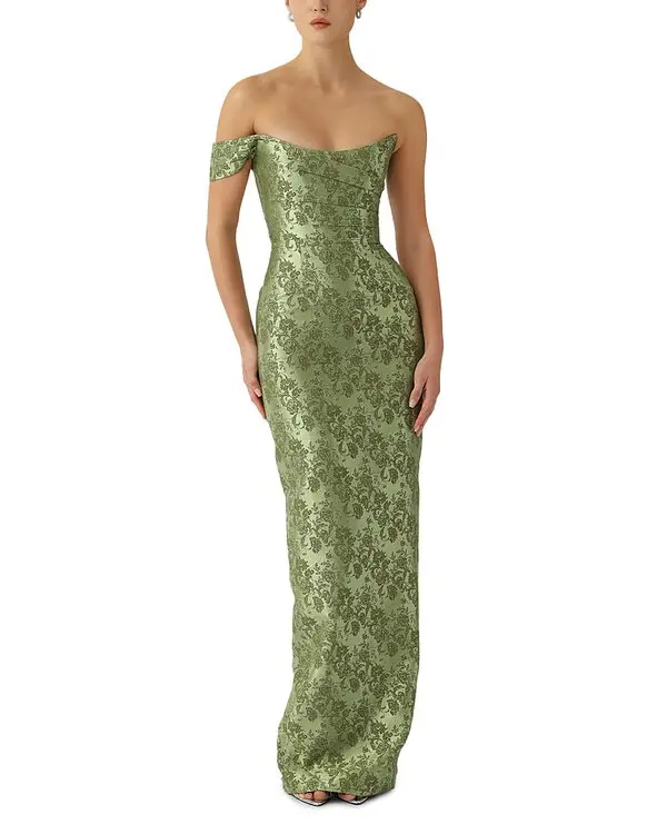 SAU LEE Jackson Cotton Blend Brocade Gown