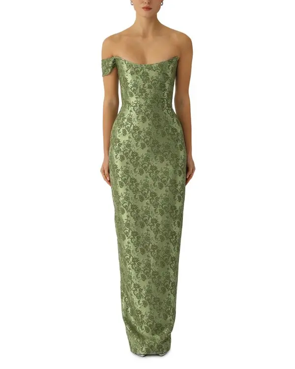 SAU LEE Jackson Cotton Blend Brocade Gown