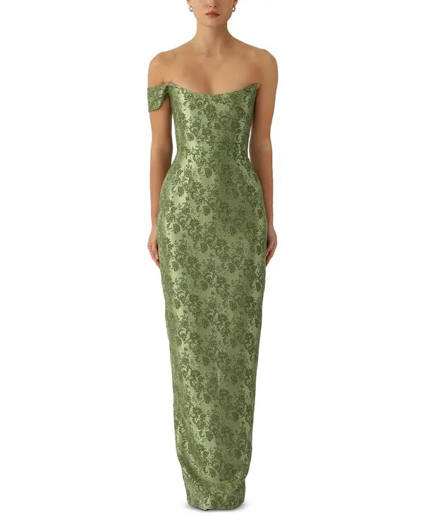 SAU LEE Jackson Cotton Blend Brocade Gown