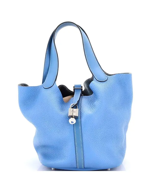 Hermès Mm Picotin Lock Bag Clemence - Blue