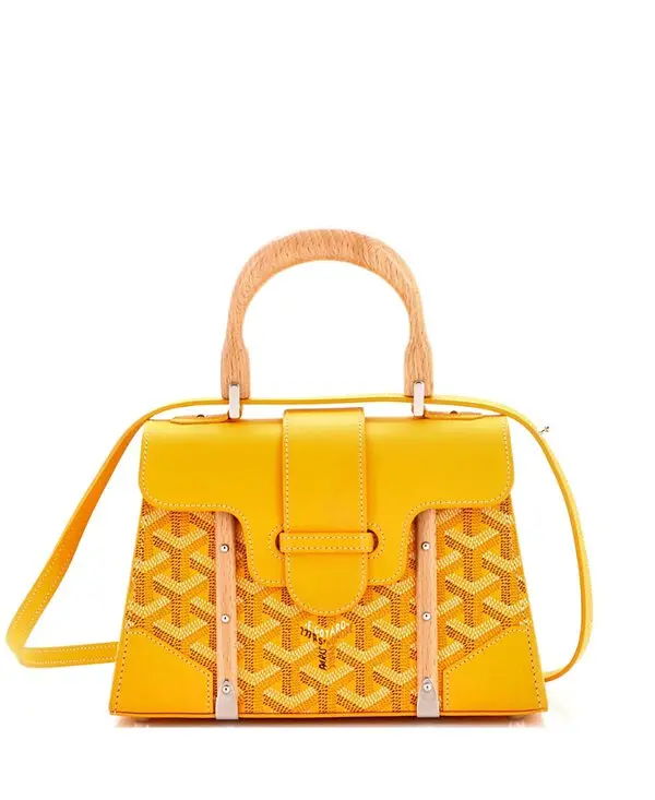 Goyard Mini Structured Saigon Top Handle Bag Coated Canvas With Leather - Yellow