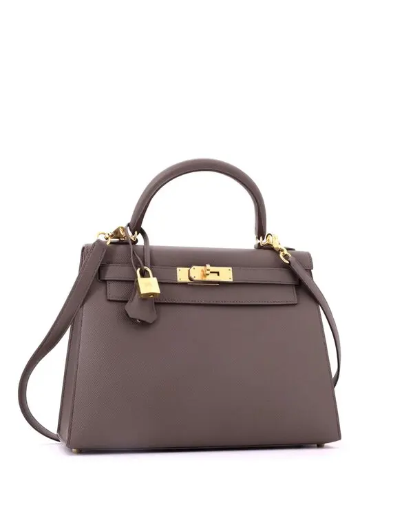 Hermès Kelly 28 Handbag Grey Epsom With Gold Hardware