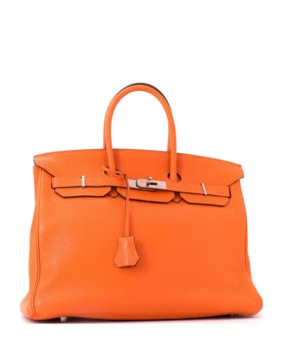 Hermès Birkin 35 Handbag Orange Clemence With Palladium Hardware - Orange H