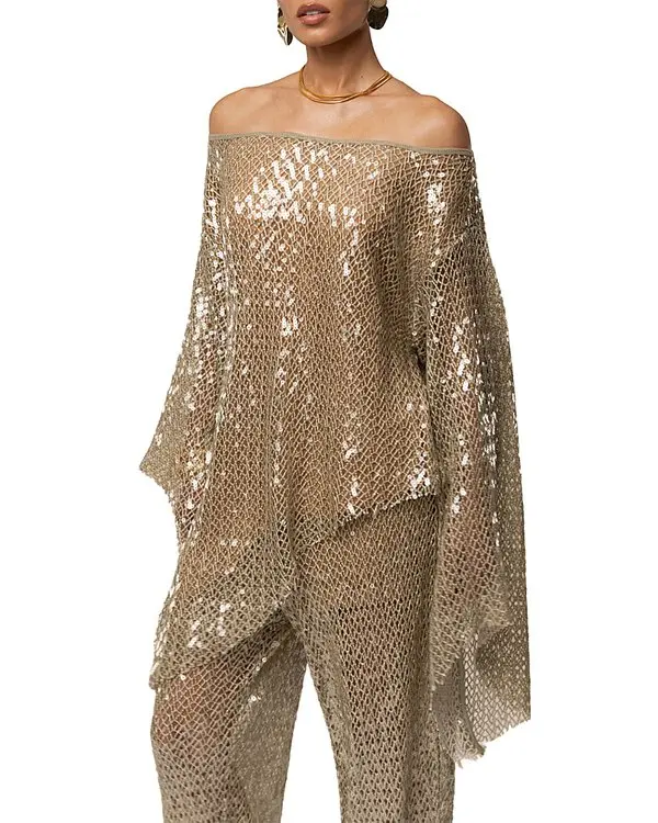 JLUXLABEL Sheer Glow Sequin Top