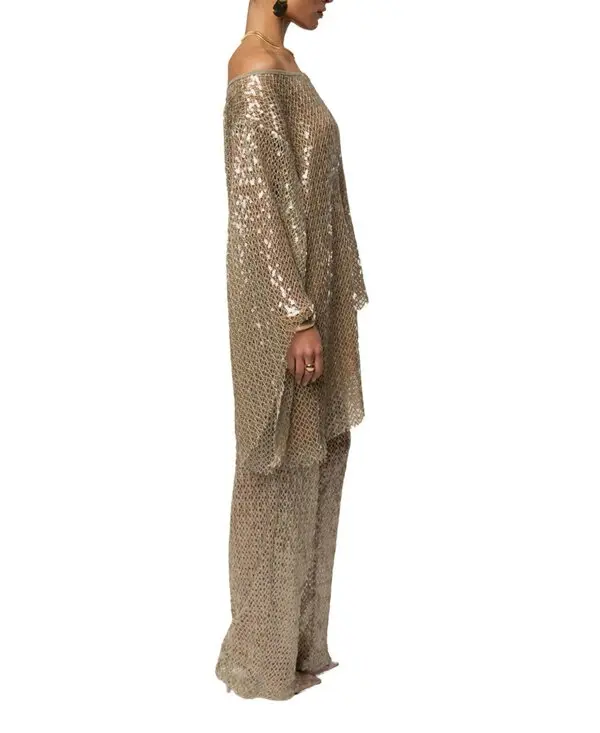 JLUXLABEL Sheer Glow Sequin Top