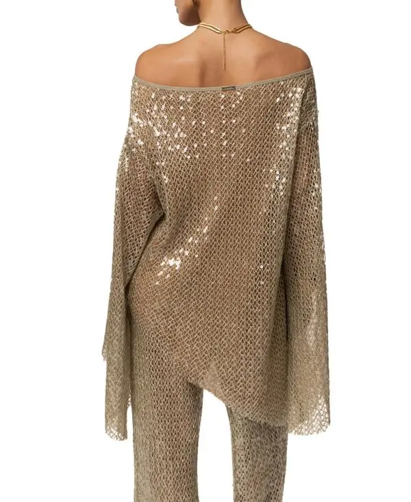 JLUXLABEL Sheer Glow Sequin Top