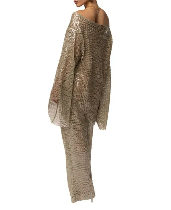 JLUXLABEL Sheer Glow Sequin Top