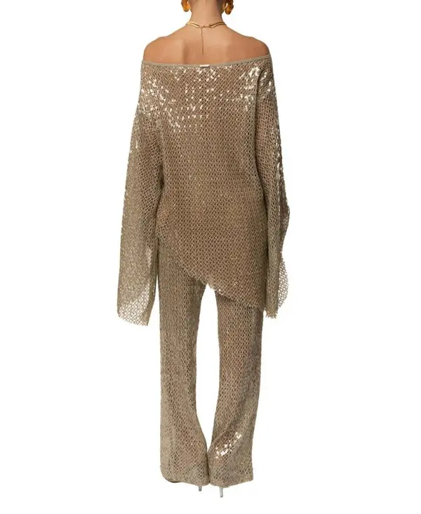 JLUXLABEL Sheer Glow Sequin Top