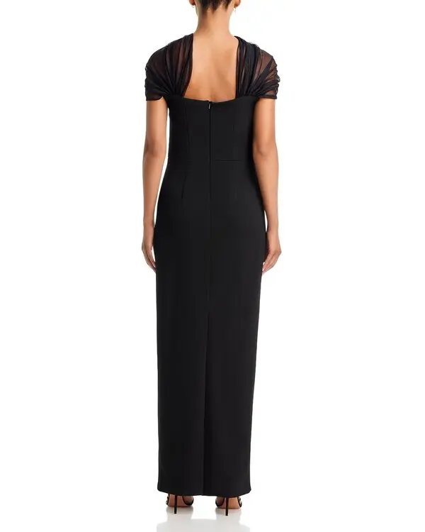 Aqua Shirred Mock Neck Scuba Crepe Dress Exclusive