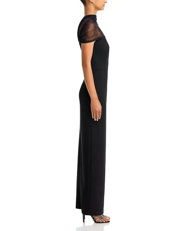 Aqua Shirred Mock Neck Scuba Crepe Dress Exclusive