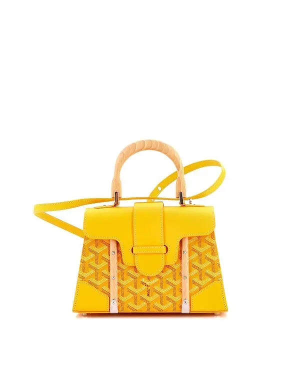Goyard Structured Saigon Top Handle Bag Coated Canvas With Leather - Yellow